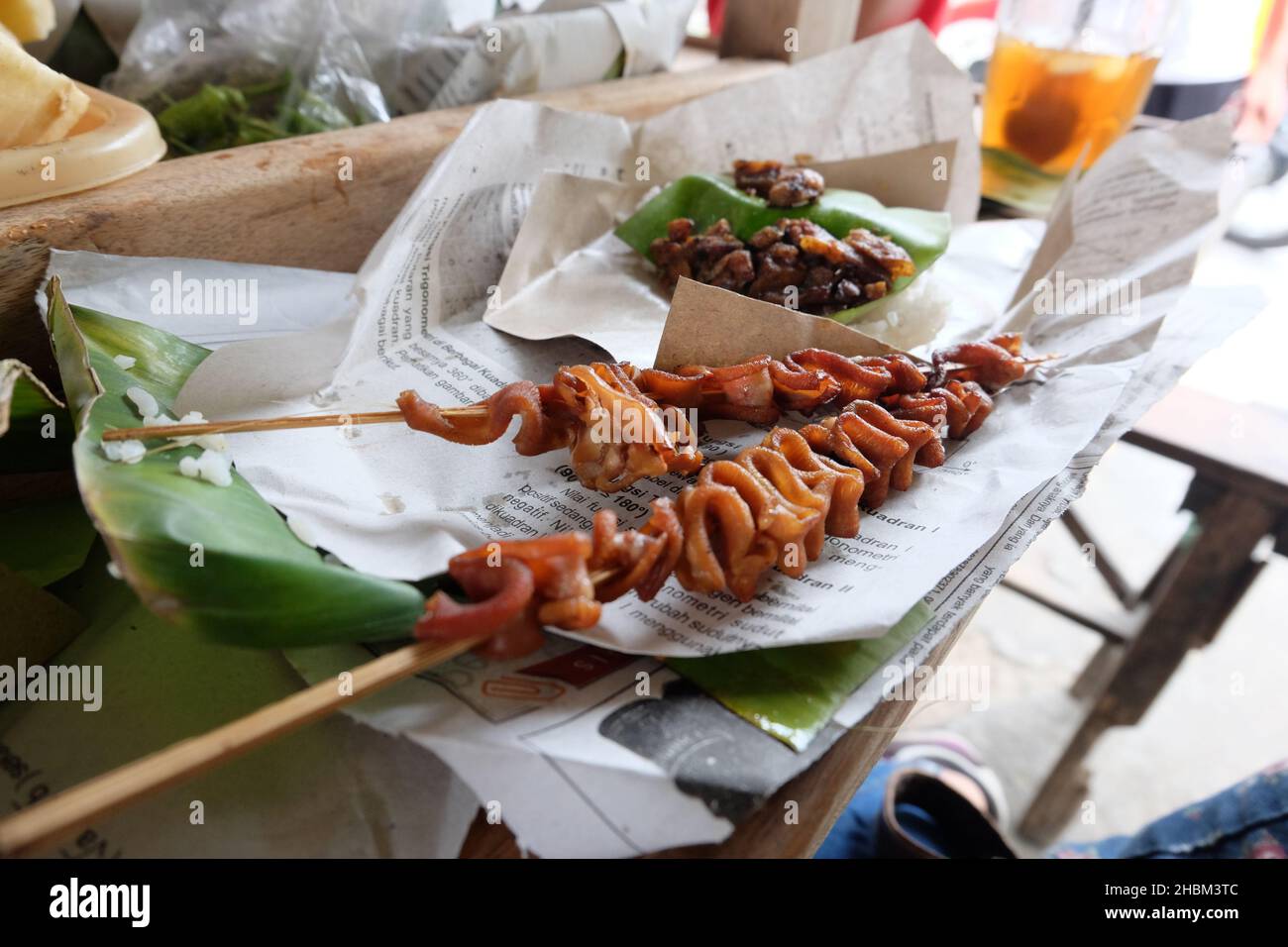 The traditional Indonesian chicken intestine satay Stock Photo - Alamy