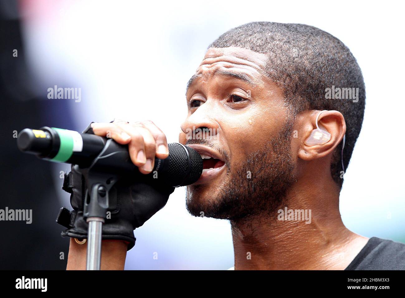 Usher on stage during the Capital FM Summertime Ball at Wembley Stadium ...