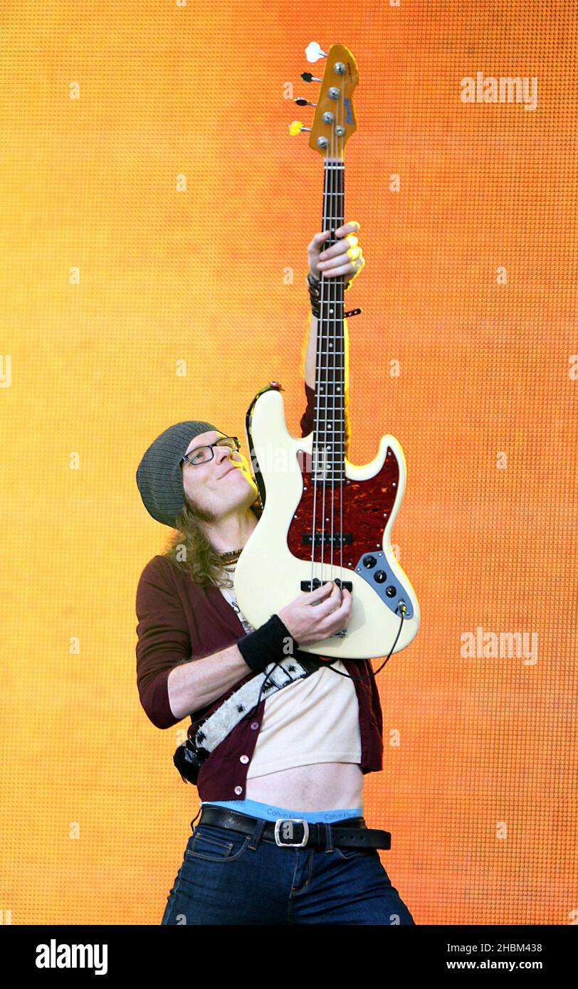 Greg Churchouse of Scouting for Girls on stage during the Capital FM ...