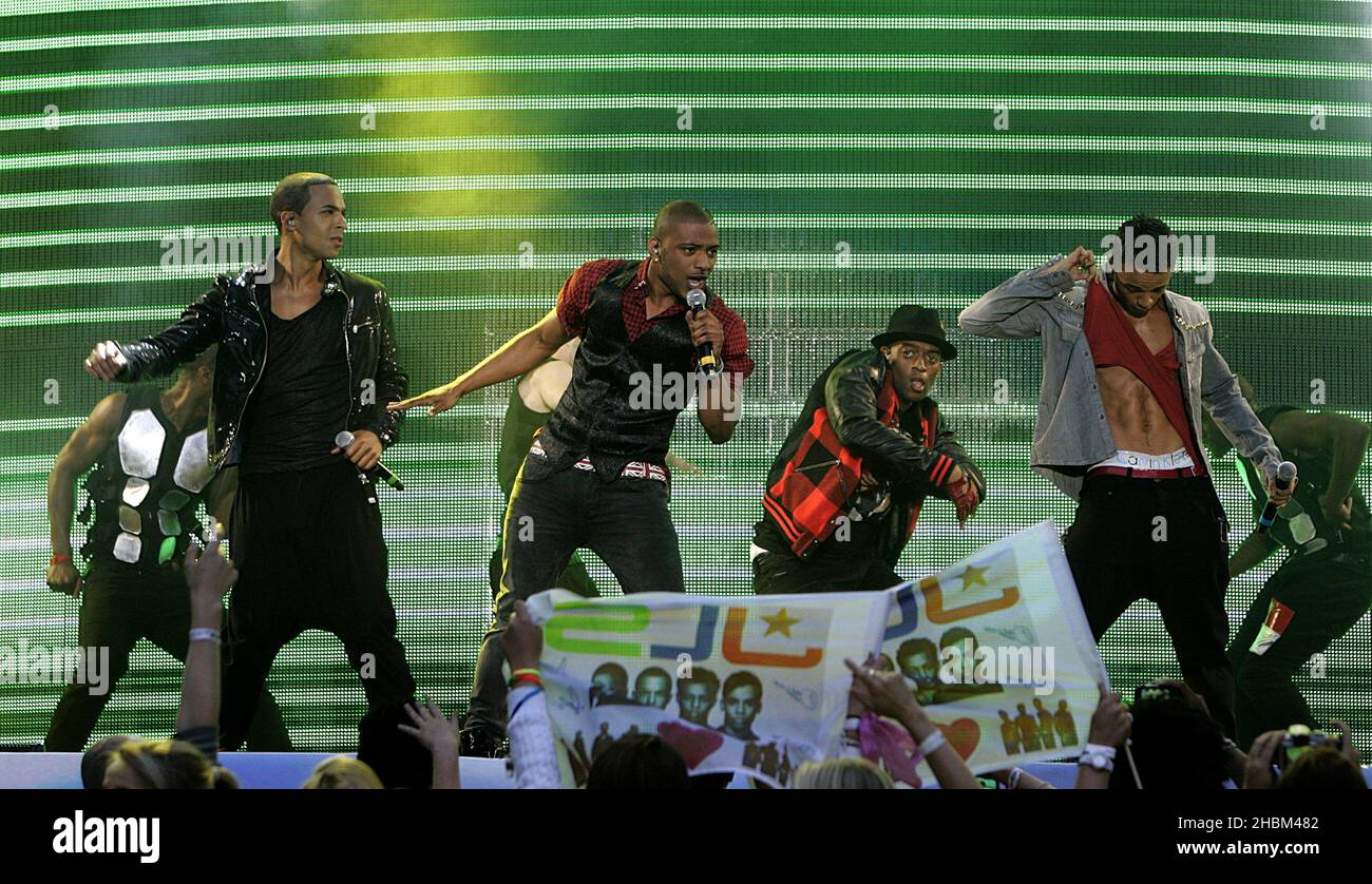 JLS on stage during the Capital FM Summertime Ball at Wembley Stadium ...