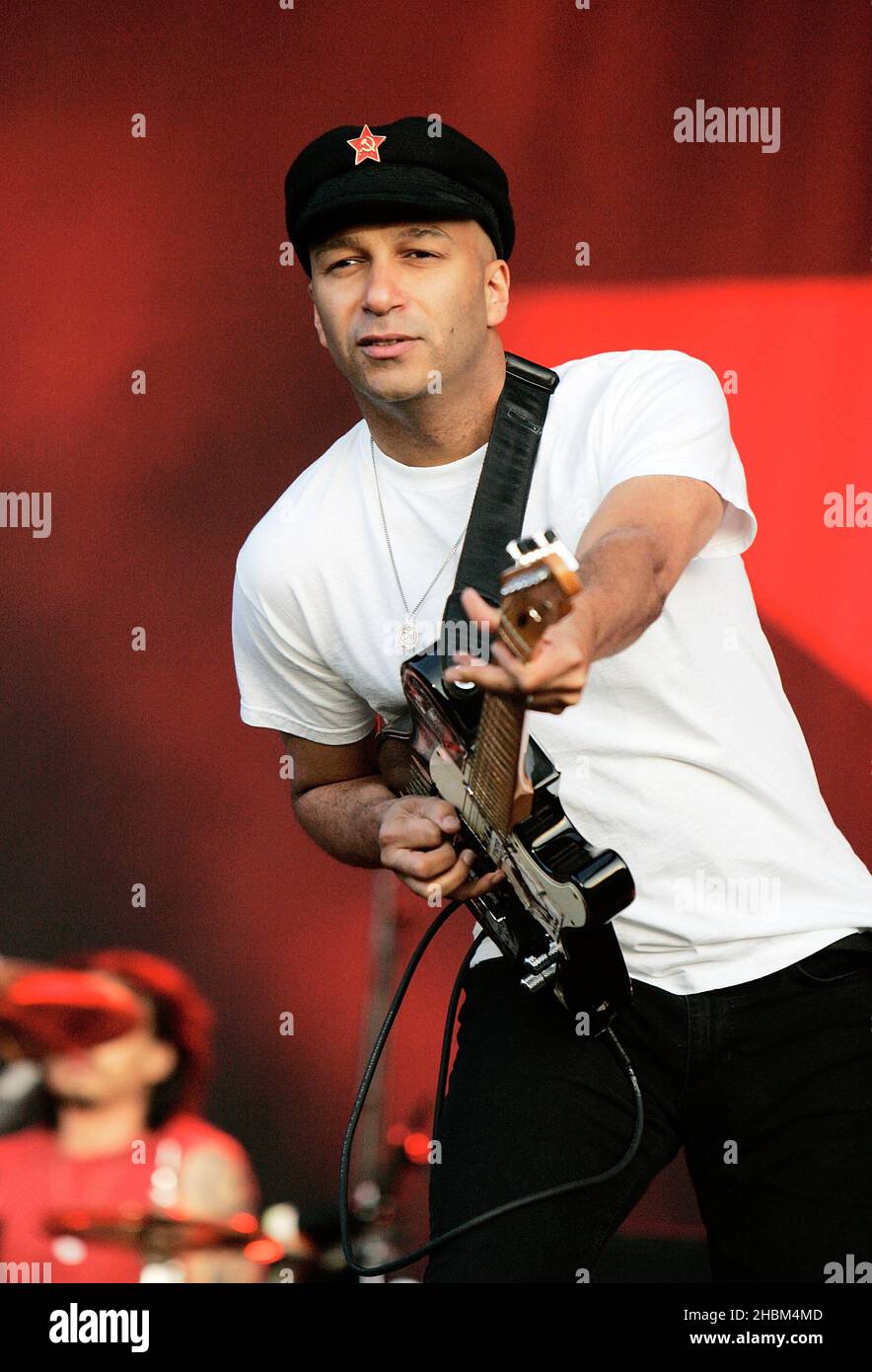 Tom Morello of Rage Against the Machine performs on stage at during day ...