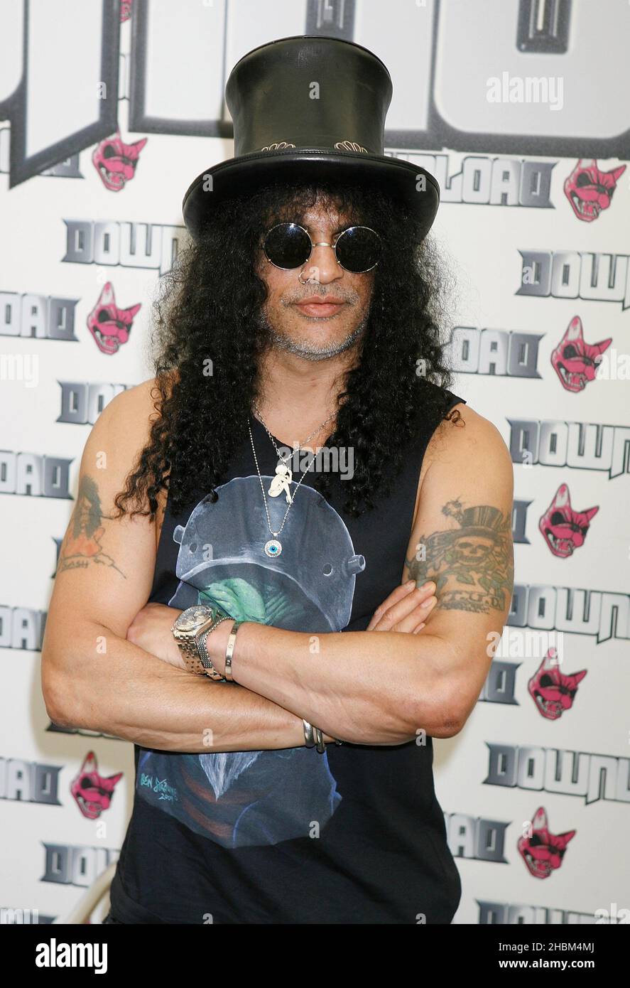 Slash at a press conference photocall backstage during day 3 at the ...