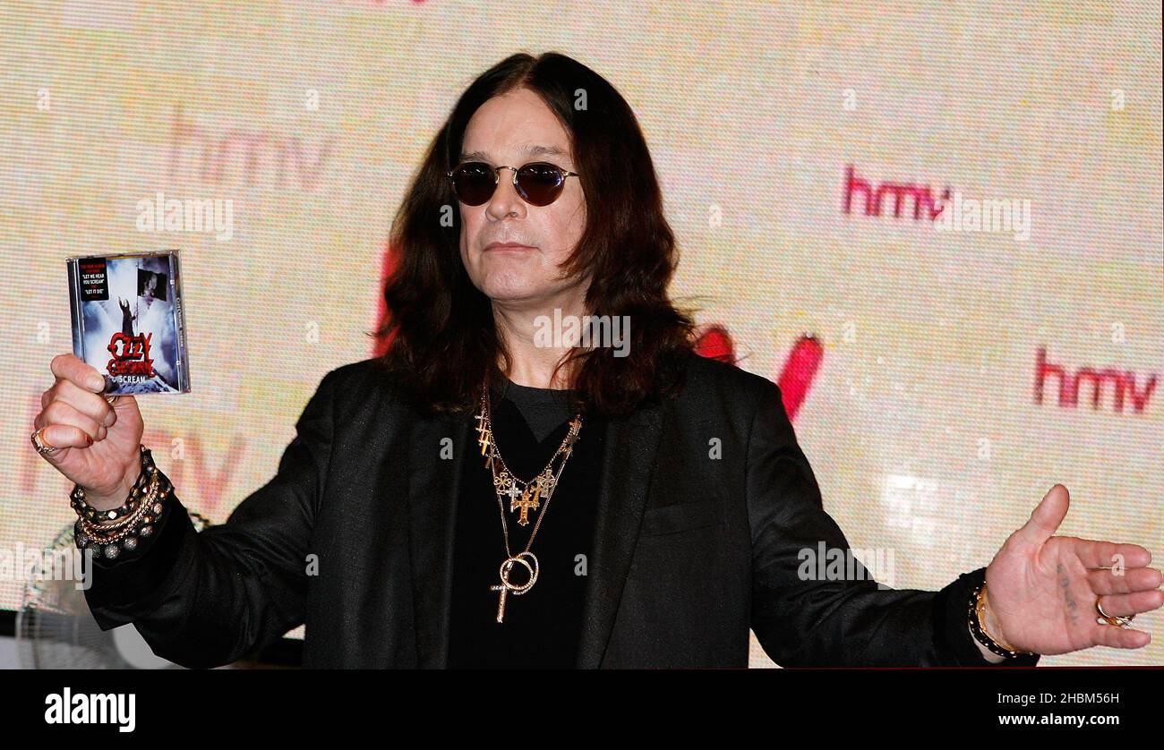 Ozzy Osborne signs copies of his new cd Screamâat HMV Oxford Street ...