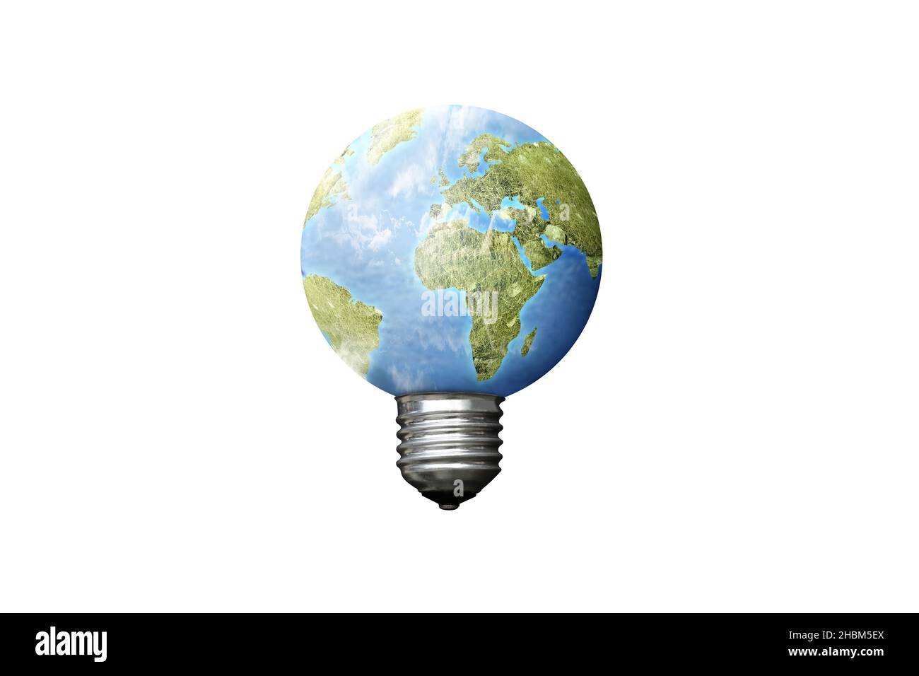 Earth bulb isolated over white background Stock Photo - Alamy