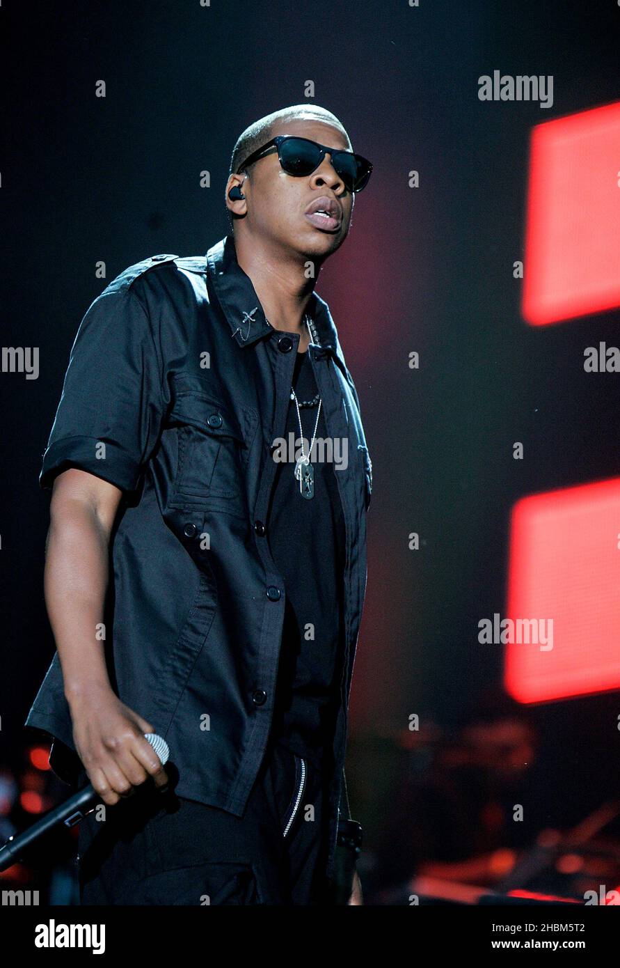 Jay Z performs live on stage at the Wireless Festival held at Hyde Park ...