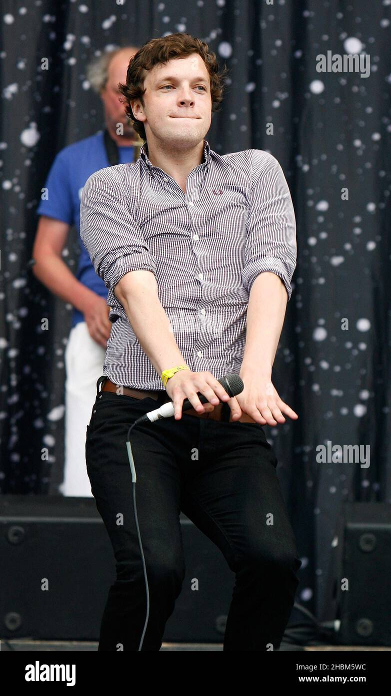 Ed Macfarlane of Friendly Fires performs live on stage at the Wireless ...