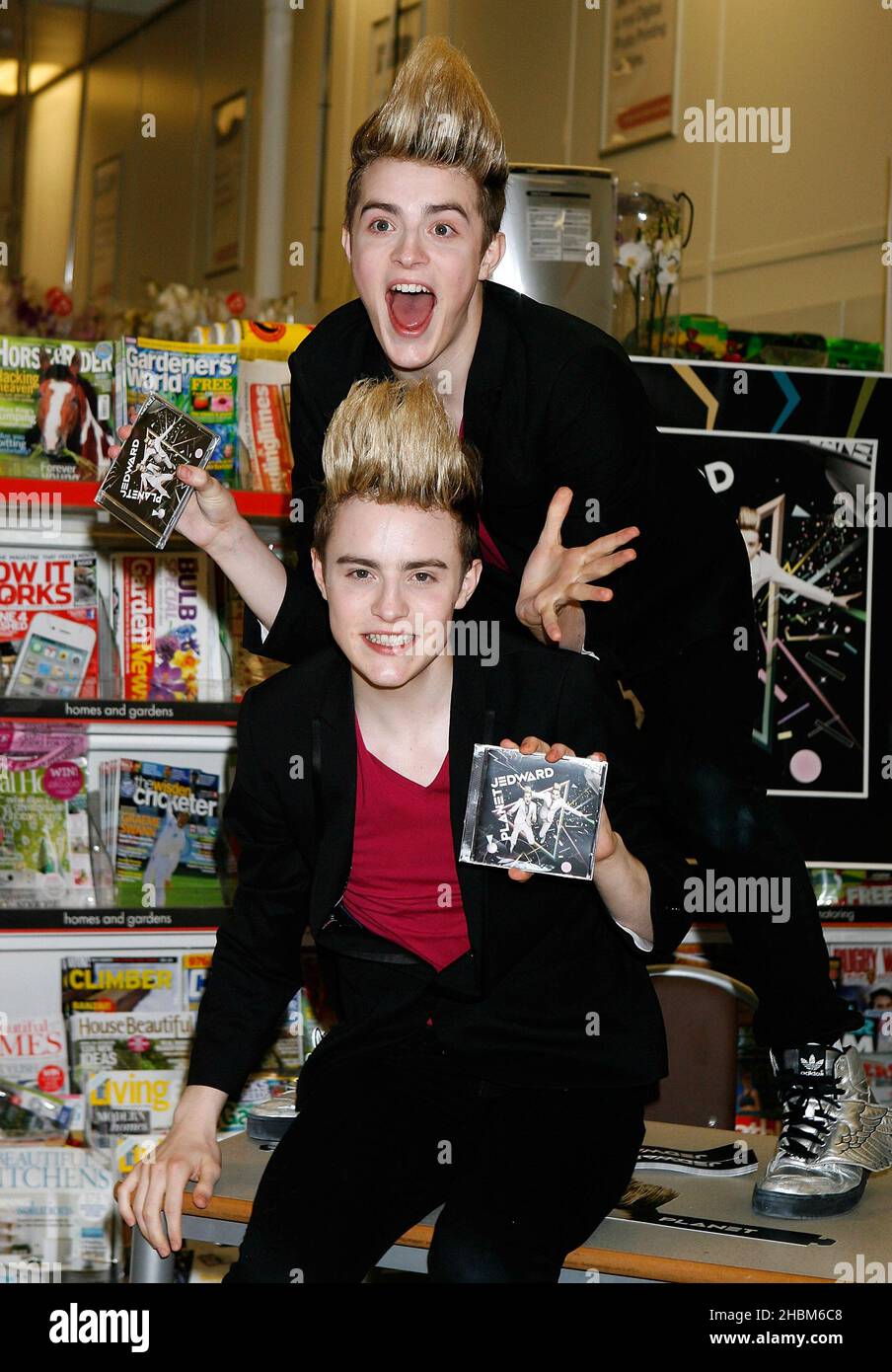 Jon and Edward Grimes aka Jedward sign new album at Tesco in Brent Park ...