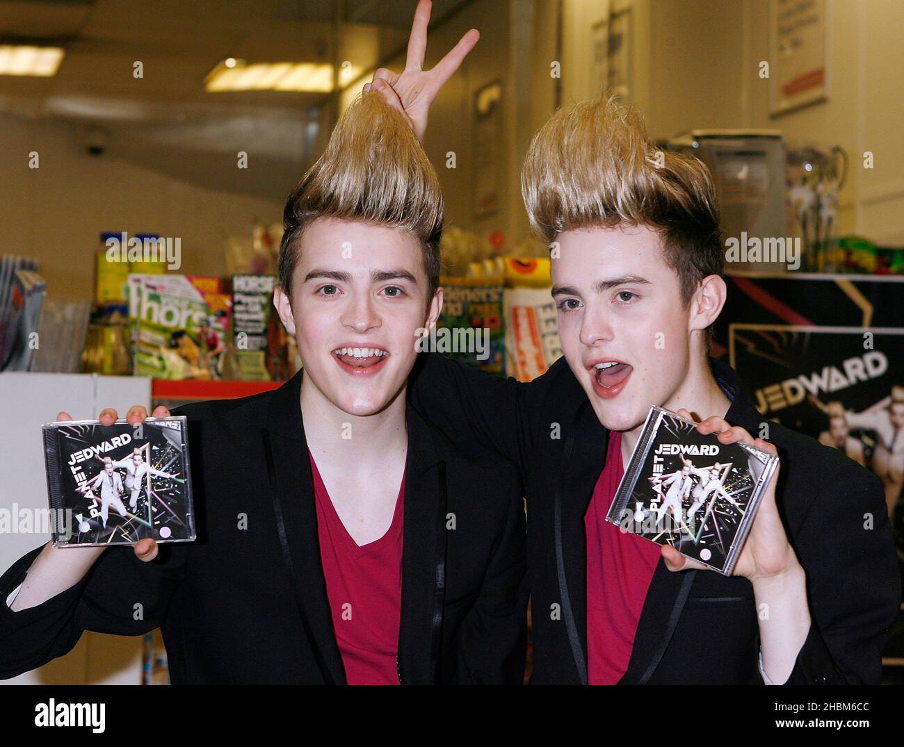 Jon and Edward Grimes aka Jedward sign new album at Tesco in Brent Park ...
