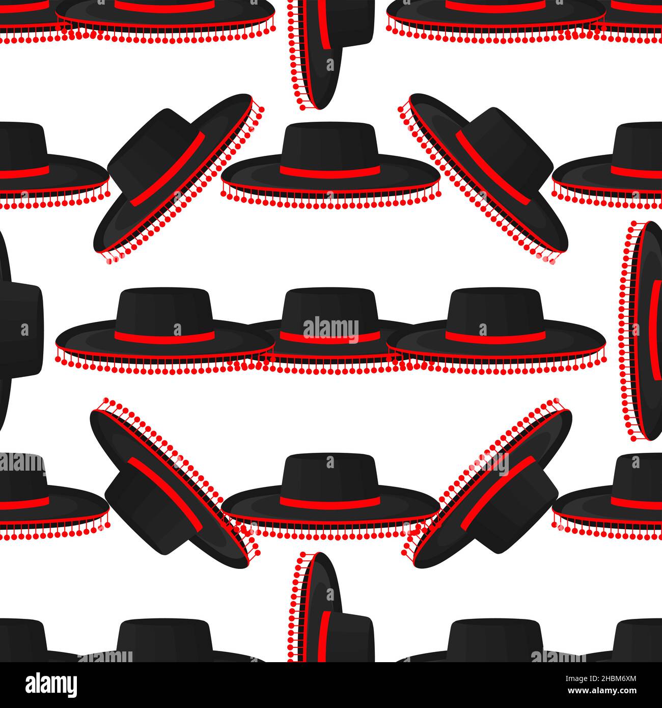 Pattern mexican hats sombrero, beautiful caps in white background. Caps ...