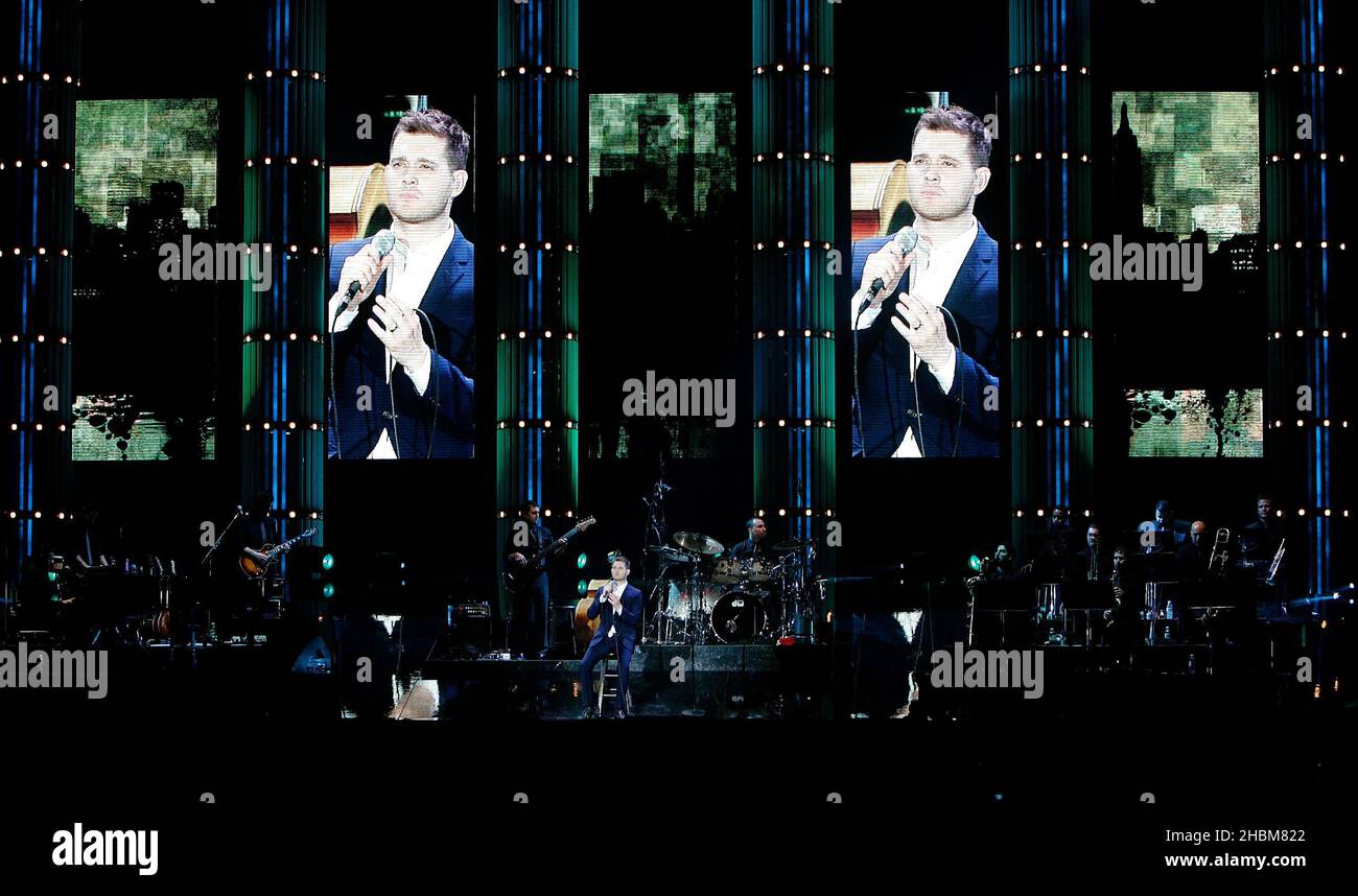 Michael Buble performs live in concert at Wembley Arena in London Stock ...