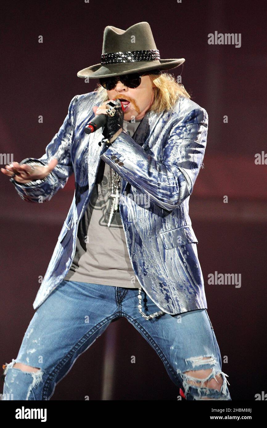 Axl Rose of Guns N' Roses performs live in concert at the O2 arena in ...