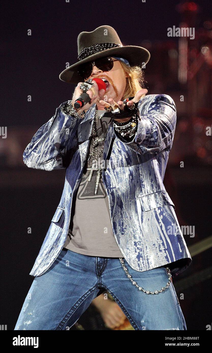 Axl Rose of Guns N' Roses performs live in concert at the O2 arena in ...