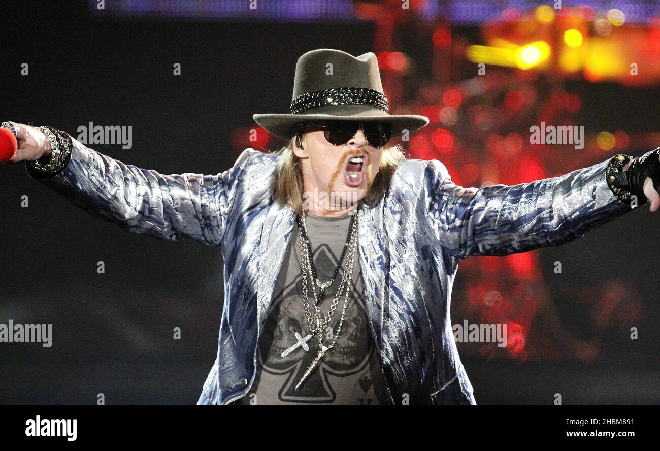 Axl Rose of Guns N' Roses performs live in concert at the O2 arena in ...