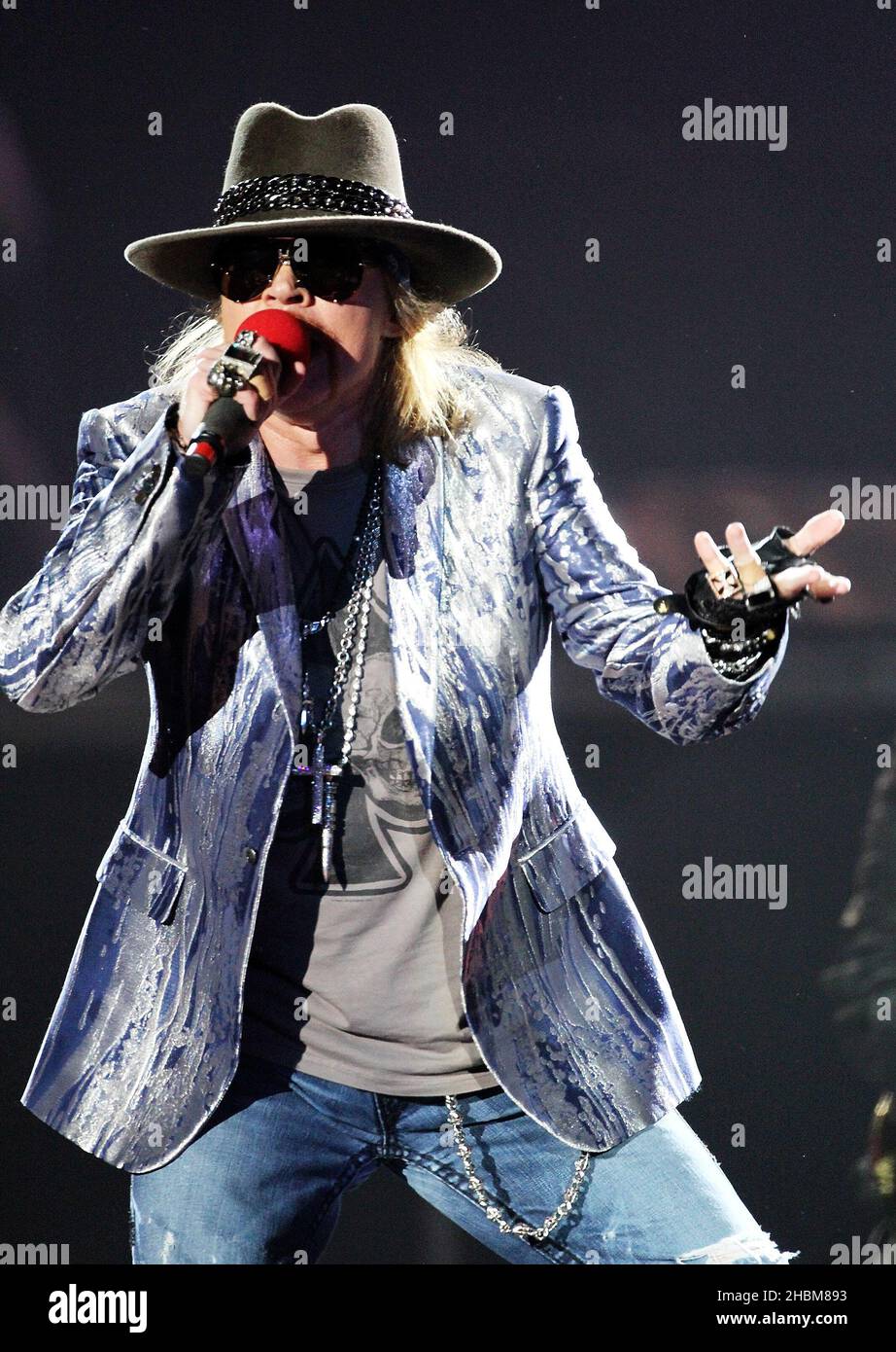 Axl Rose of Guns N' Roses performs live in concert at the O2 arena in ...
