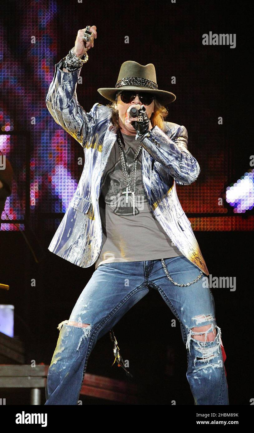 Axl Rose of Guns N' Roses performs live in concert at the O2 arena in ...