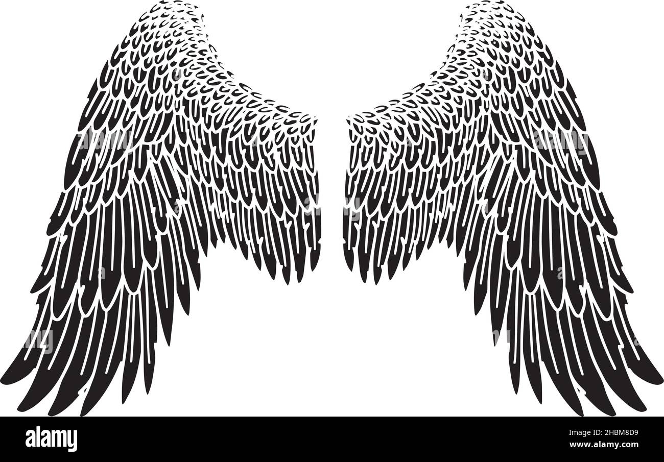 Black Feather Wings Tattoo