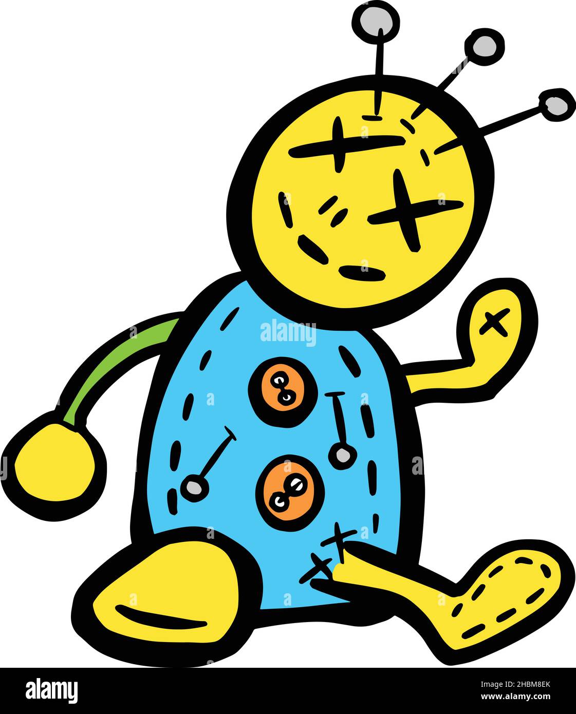 Cartoon Voodoo Doll Toy With Pins in Vector Illustration Stock Vector ...