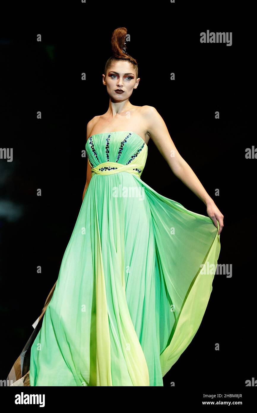 A model on stage at Britain's Next Top Model Live at Excel in London ...