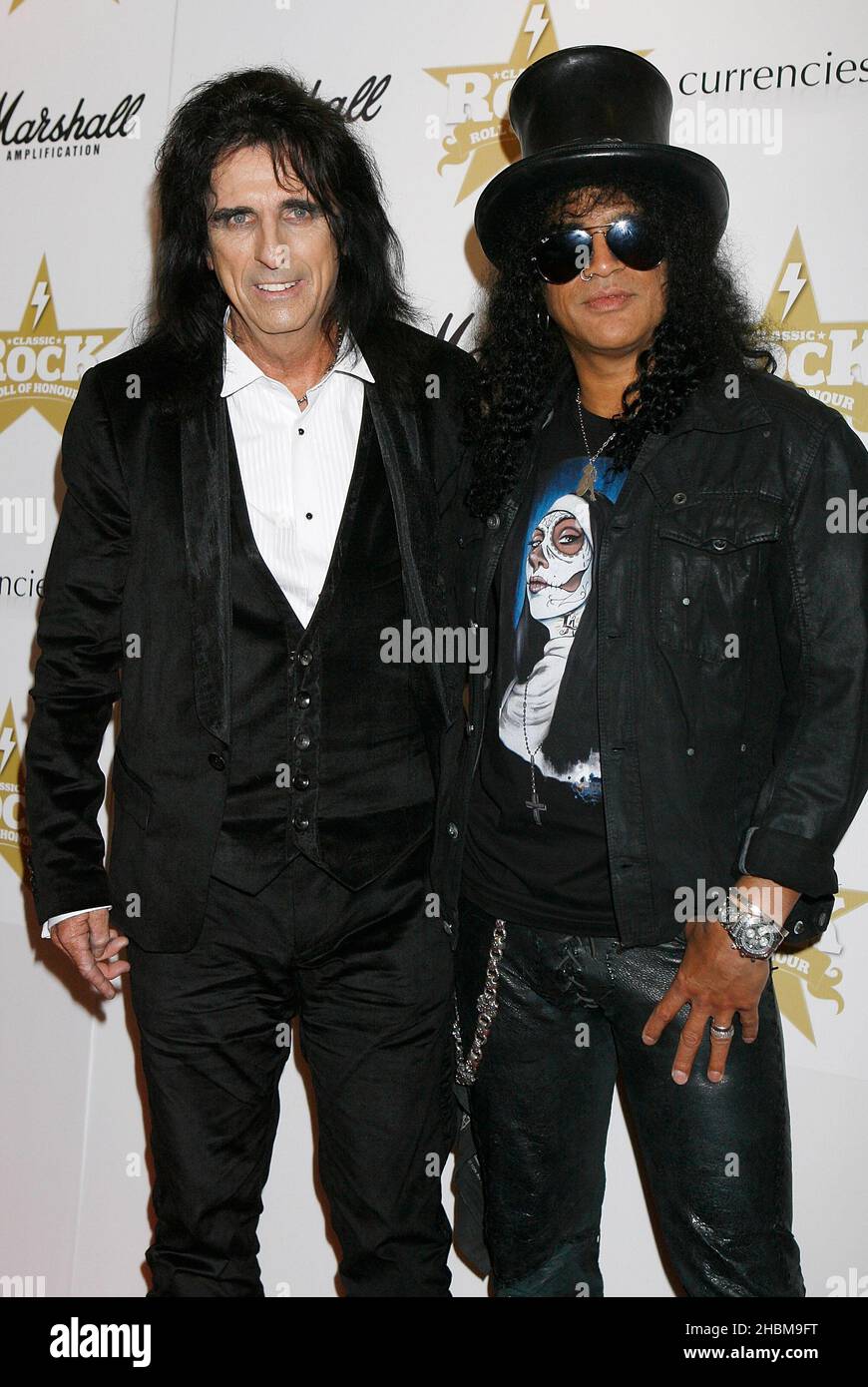 Alice Cooper and Slash arriving for the Marshall Classic Rock Roll of ...