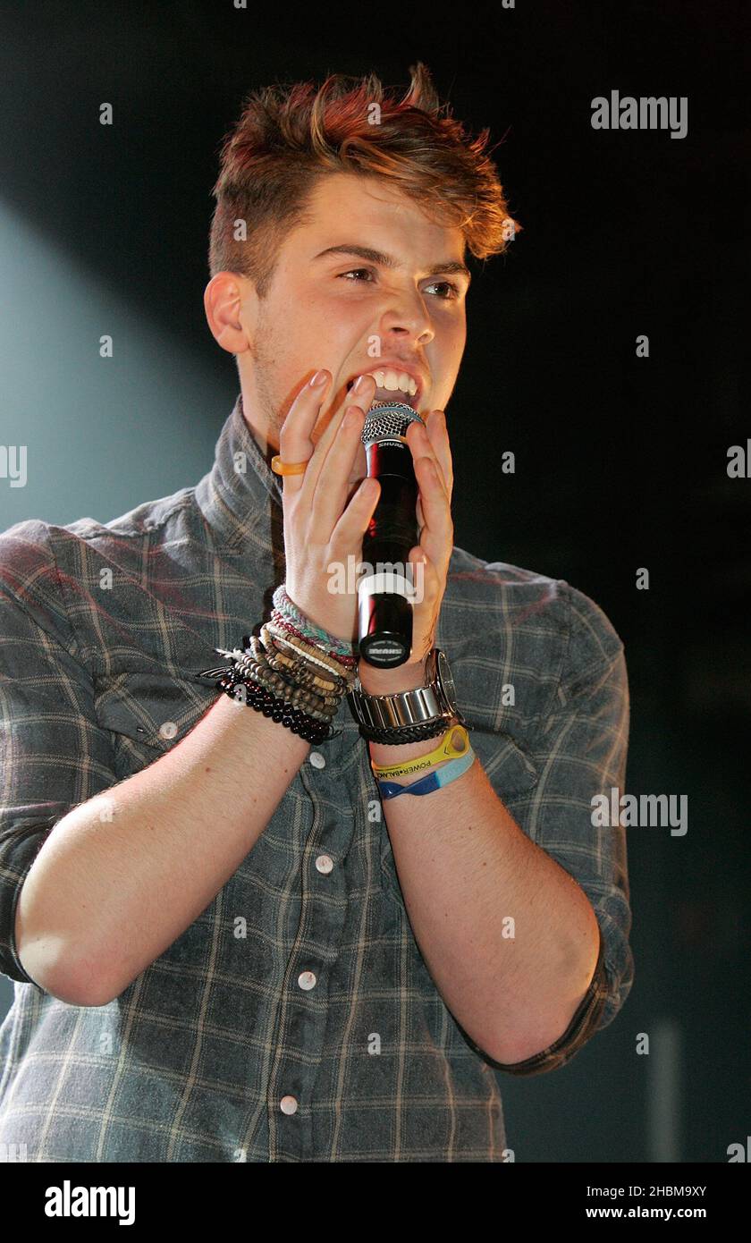 X Factor runner-up Aiden Grimshaw performs at G-A-Y Heaven in London on ...