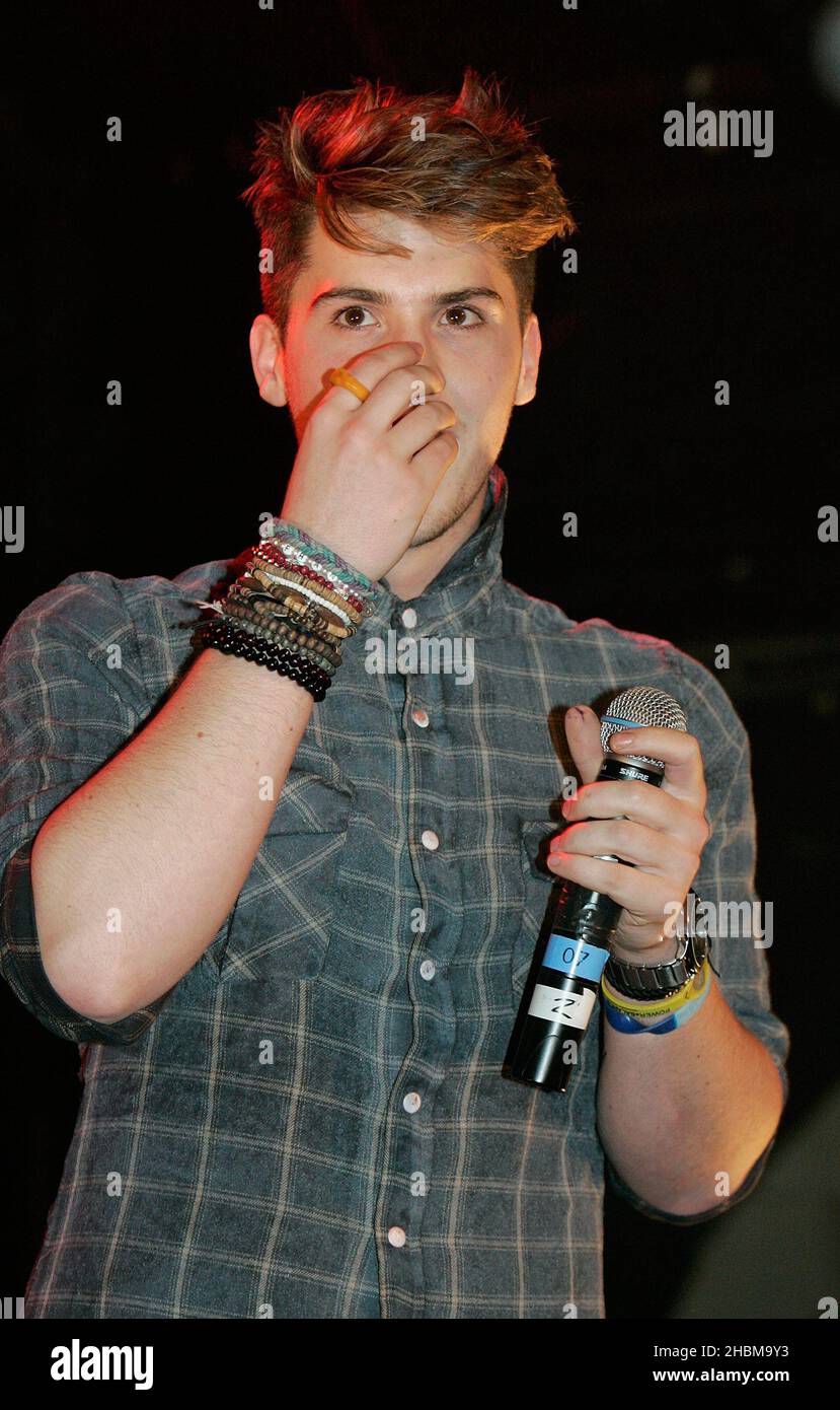 X Factor runner-up Aiden Grimshaw performs at G-A-Y Heaven in London on ...