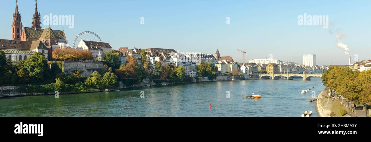 View at river Rhine on Basel in Switzerland Stock Photo - Alamy