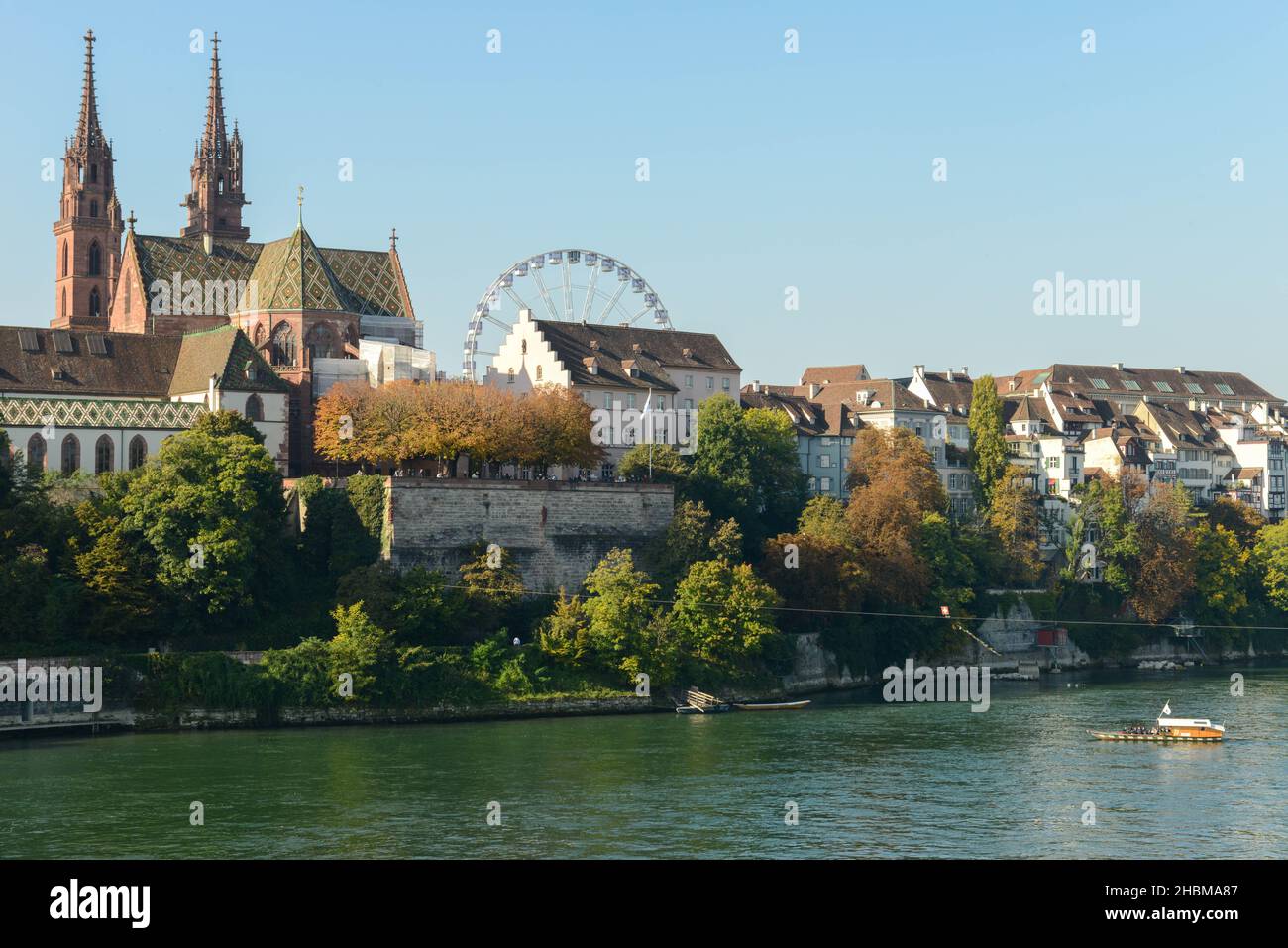 View at river Rhine on Basel in Switzerland Stock Photo - Alamy