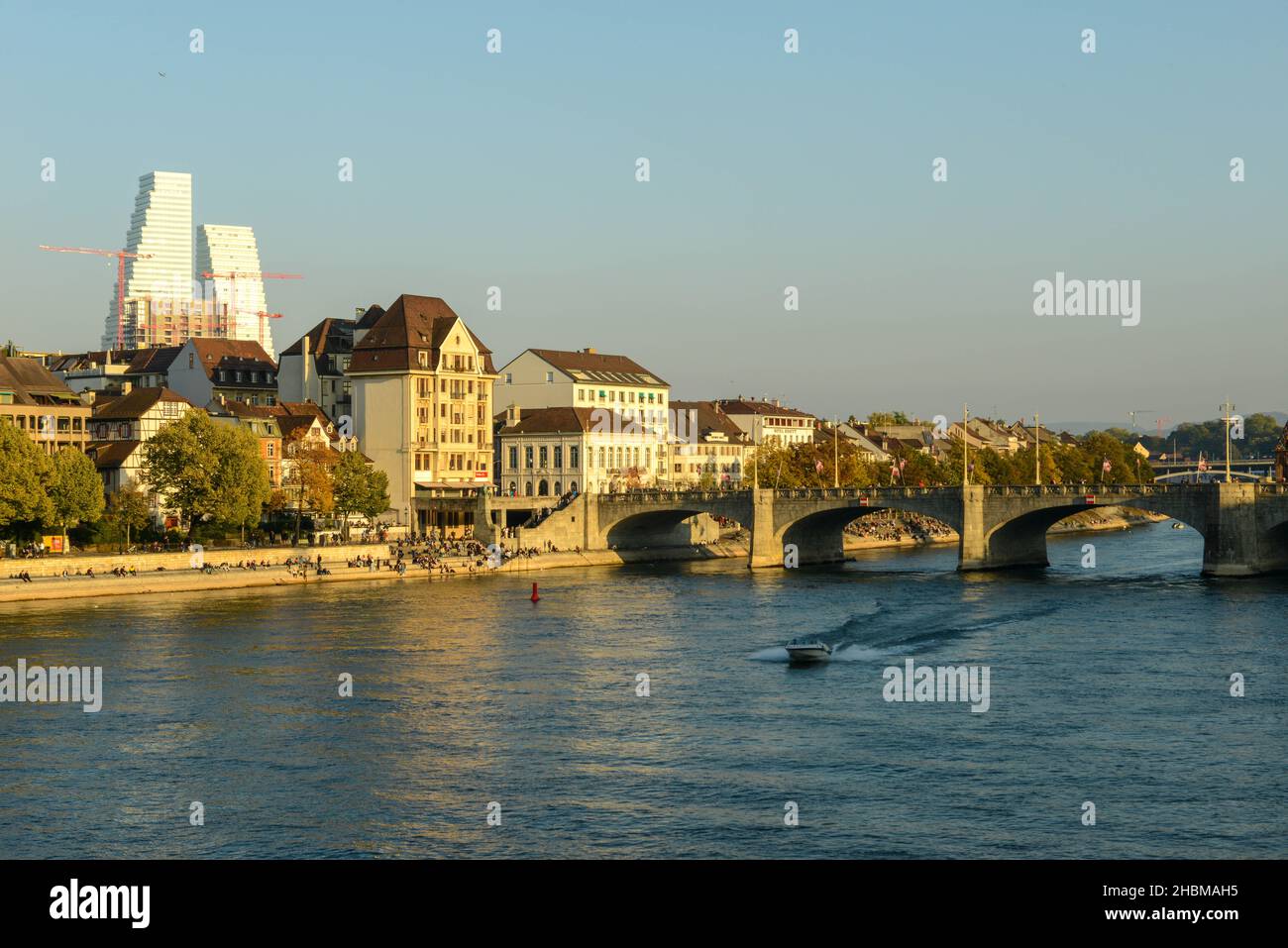 View at river Rhine on Basel in Switzerland Stock Photo - Alamy