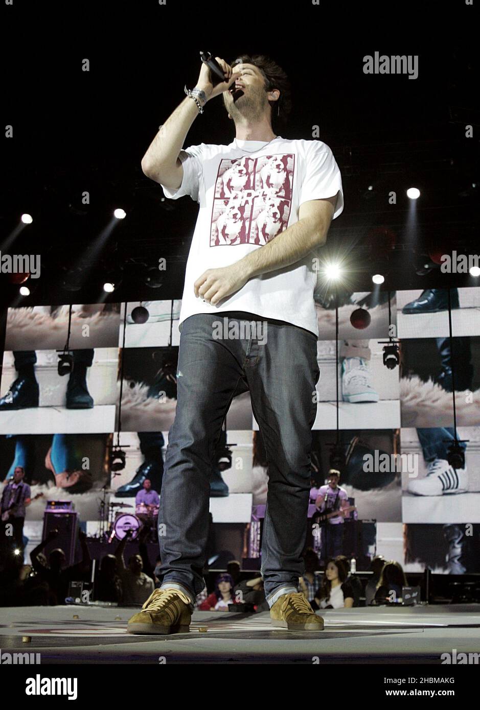 Example on stage during Capital FM's Jingle Bell Ball at the O2 Arena ...