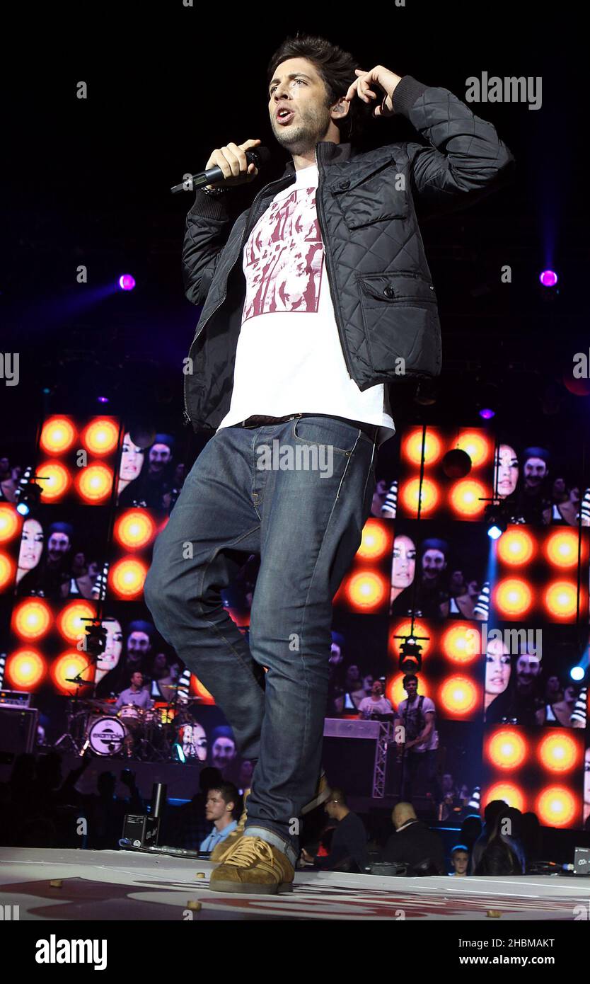 Example on stage during Capital FM's Jingle Bell Ball at the O2 Arena ...