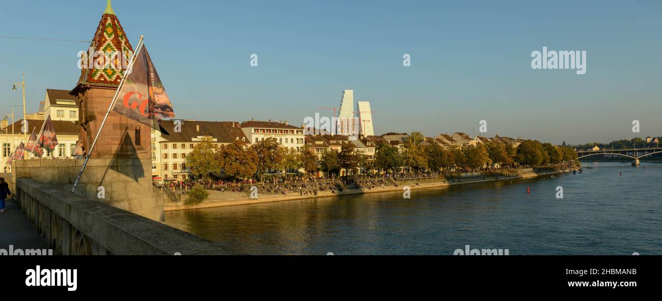 View at river Rhine on Basel in Switzerland Stock Photo - Alamy