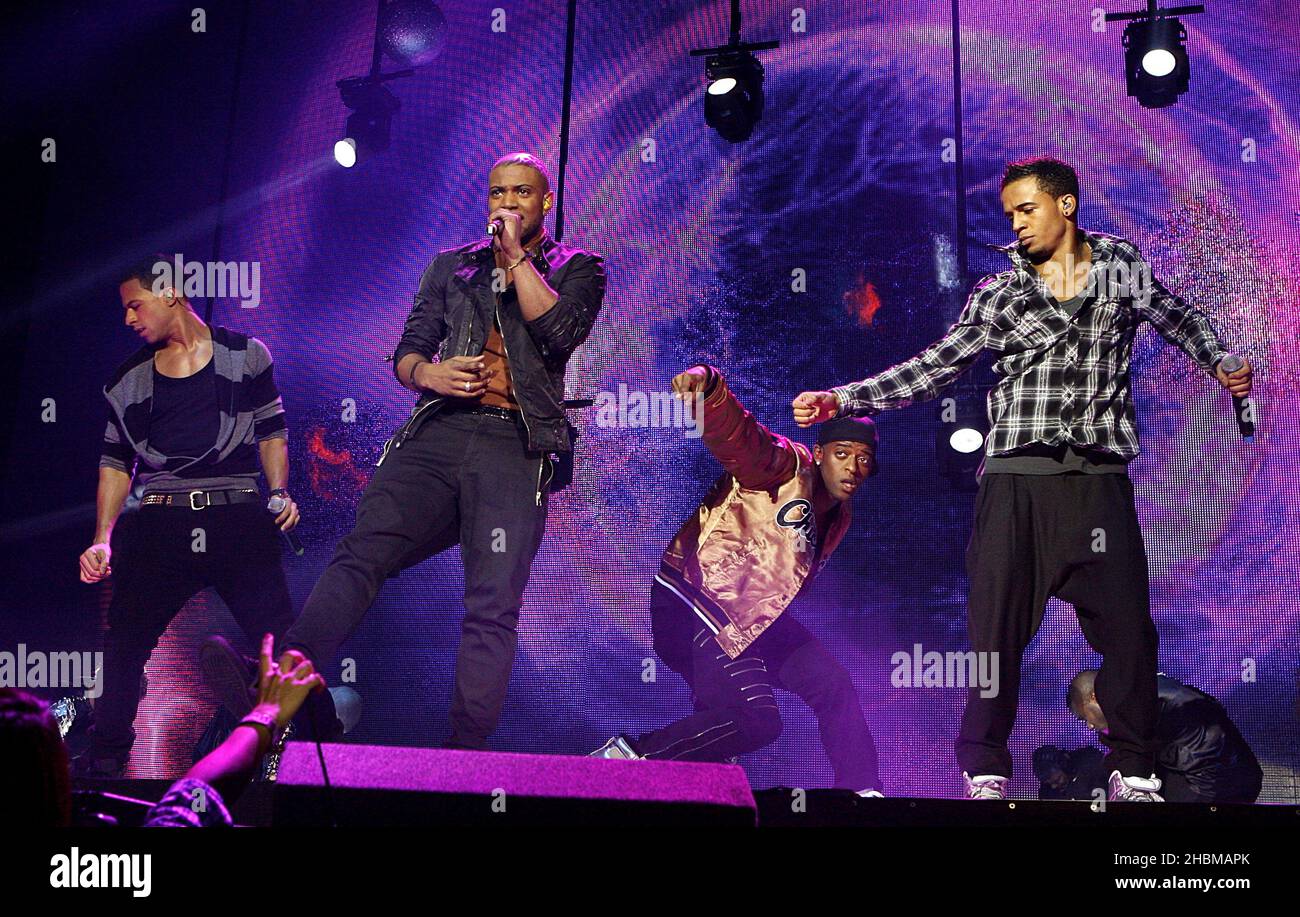 on stage during Capital FM's Jingle Bell Ball at the O2 Arena, London ...