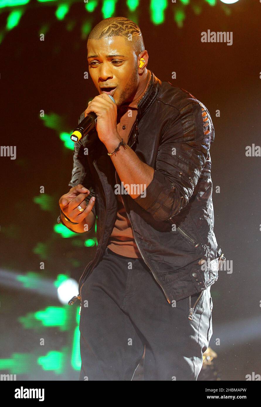 Jonathan "JB" Gill of JLS on stage during Capital FM's Jingle Bell Ball ...