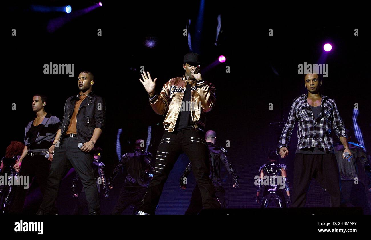 JLS on stage during Capital FM's Jingle Bell Ball at the O2 Arena ...