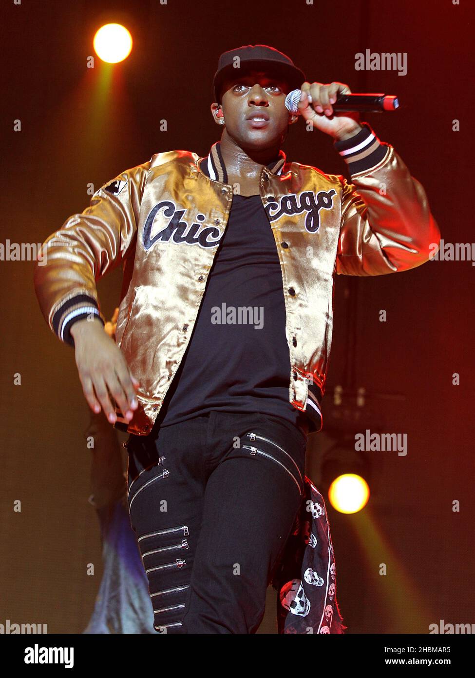 Oritse Williams of JLS on stage during Capital FM's Jingle Bell Ball at ...