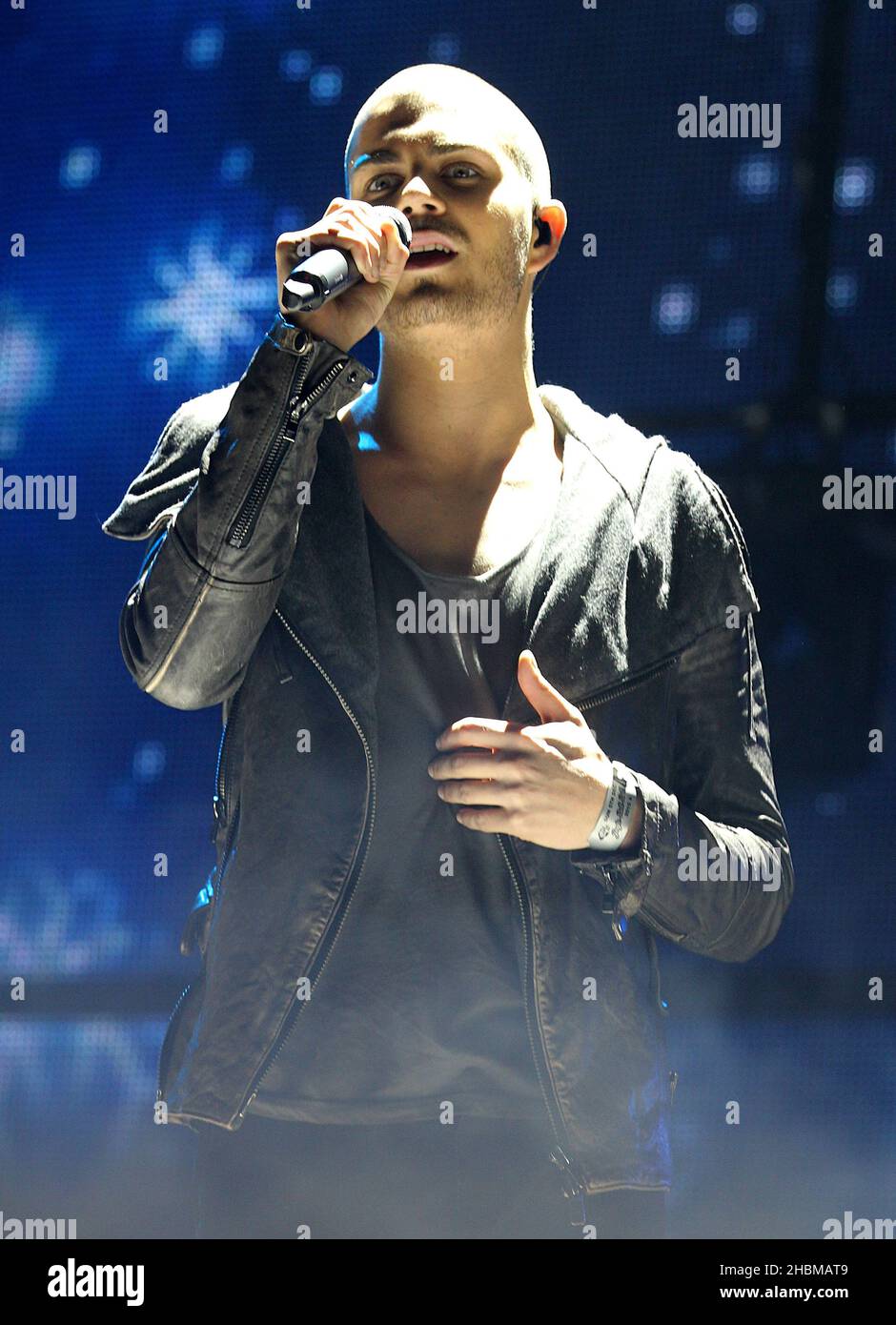 Max George of The Wanted on stage during Capital FM's Jingle Bell Ball ...