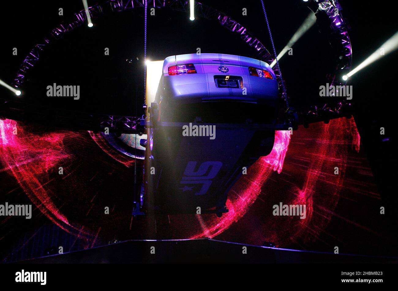 jLS Car landing on stage at the 02 Arena, London Stock Photo - Alamy