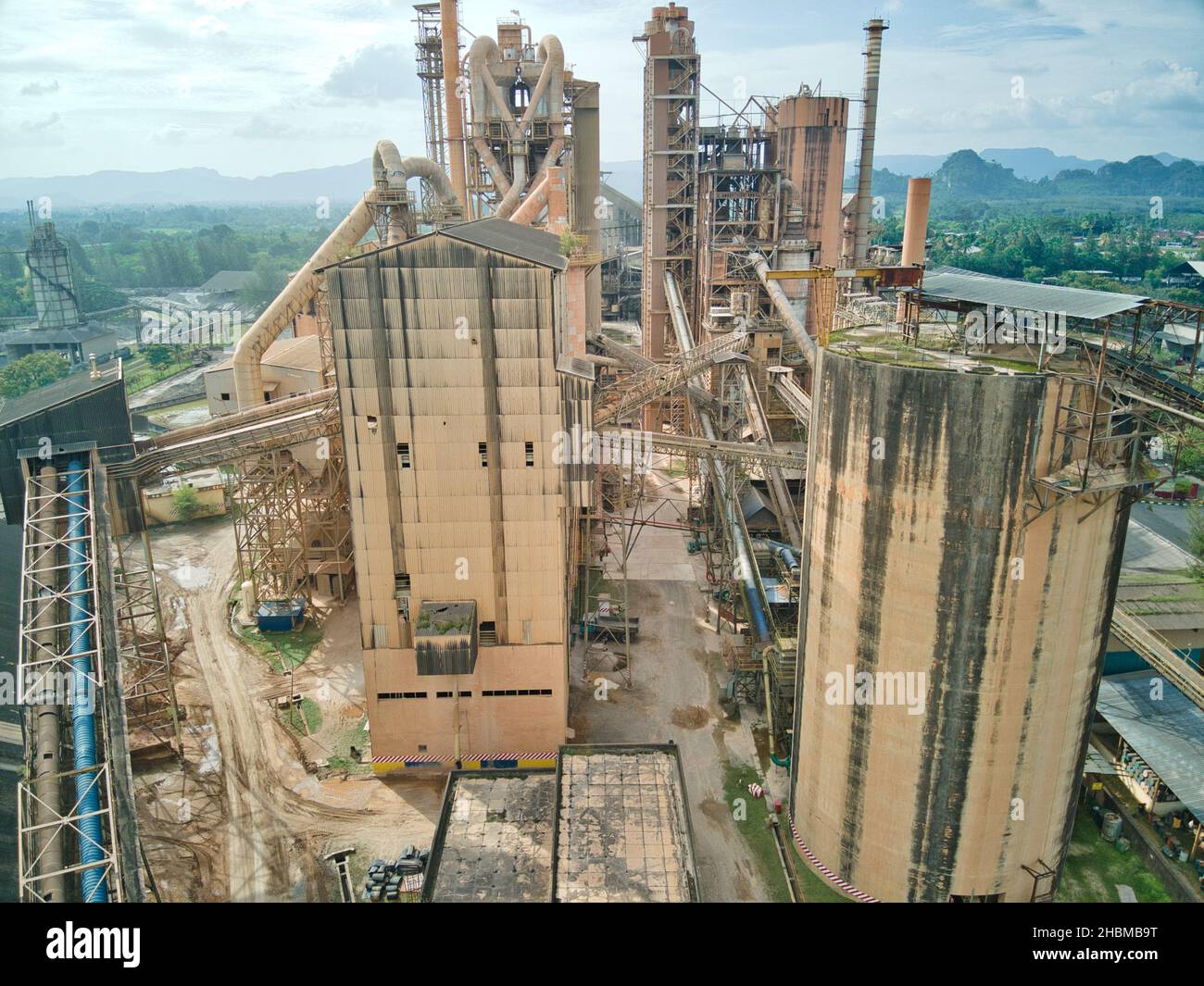 Cement factory - aerial view Stock Photo - Alamy