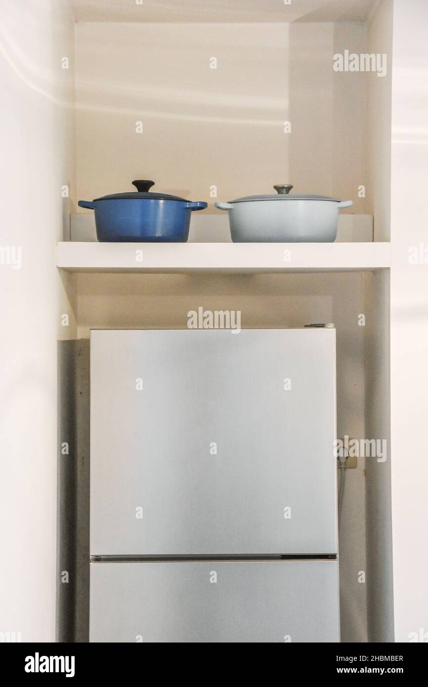 Modern kitchen stainless steel refrigerator hi-res stock photography ...