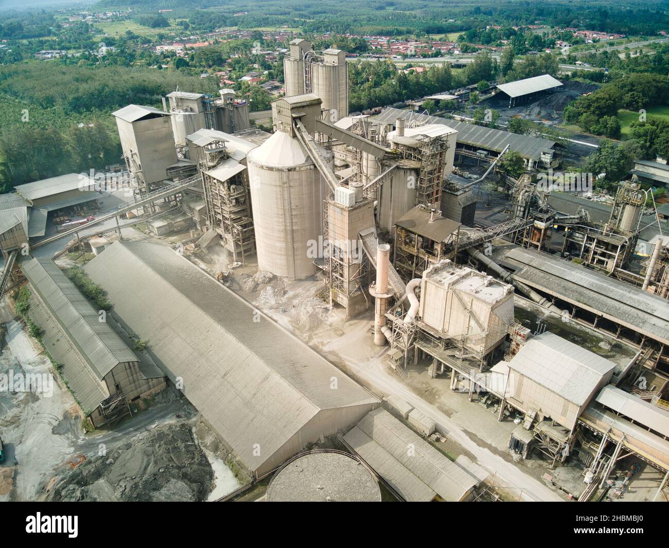 Cement factory - aerial view Stock Photo - Alamy