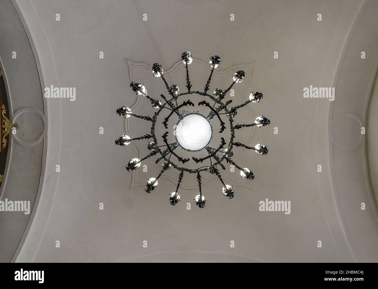 Beautiful chandelier in a old church from Transylvania region, Romania ...