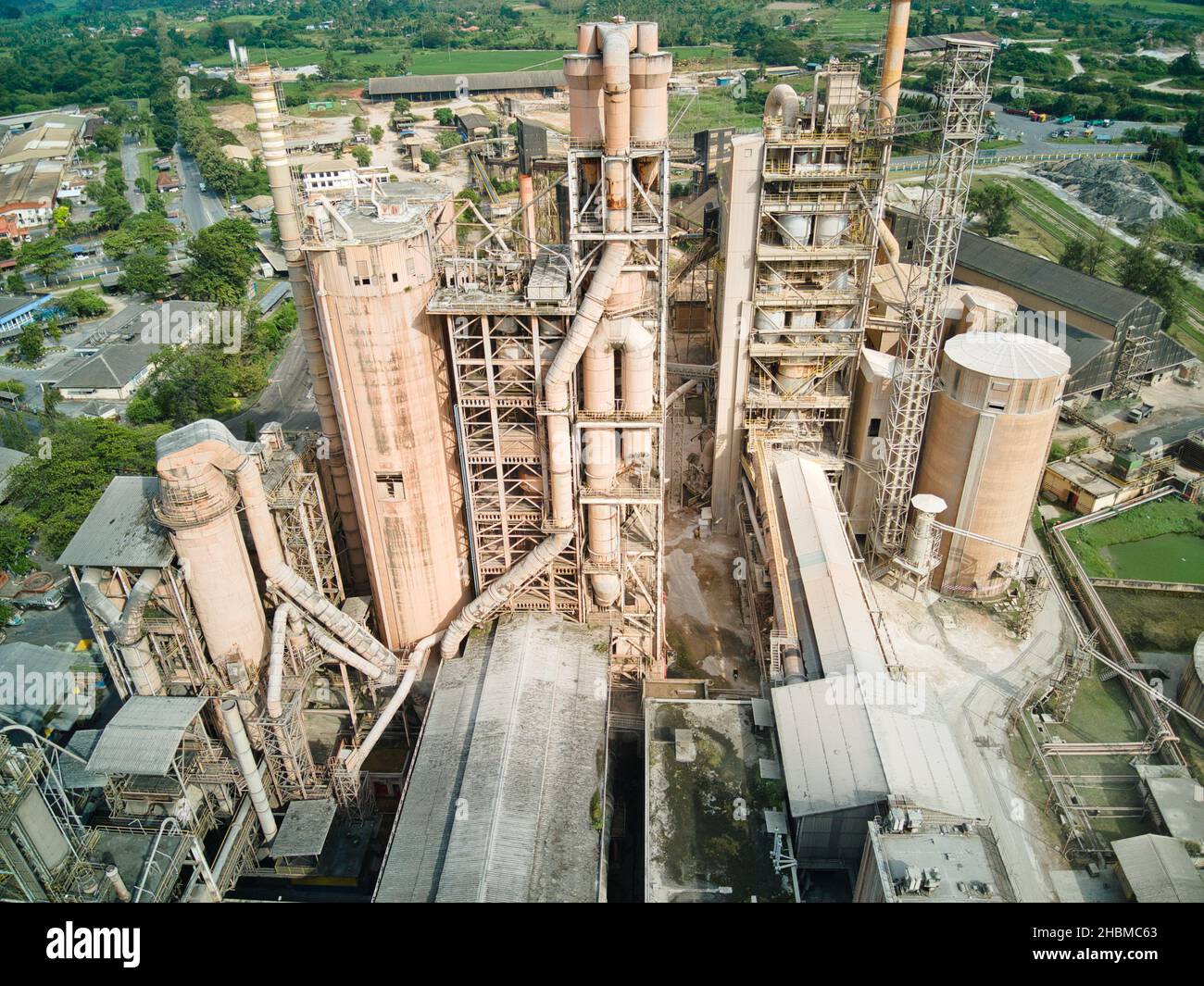 Cement factory - aerial view Stock Photo - Alamy