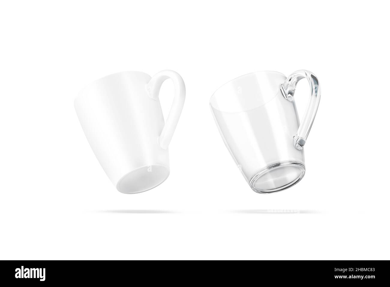 Blank ceramic and glass henley mug mockup bottom, no gravity Stock ...