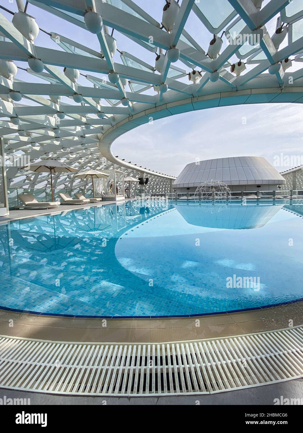 ABU DHABI, UNITED ARAB EMIRATES - Dec 17, 2021: Pool Area of W Hotel ...