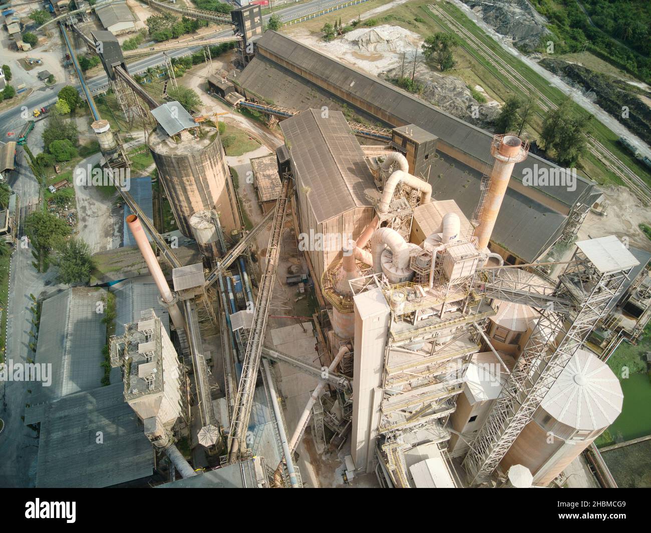 Cement factory - aerial view Stock Photo - Alamy