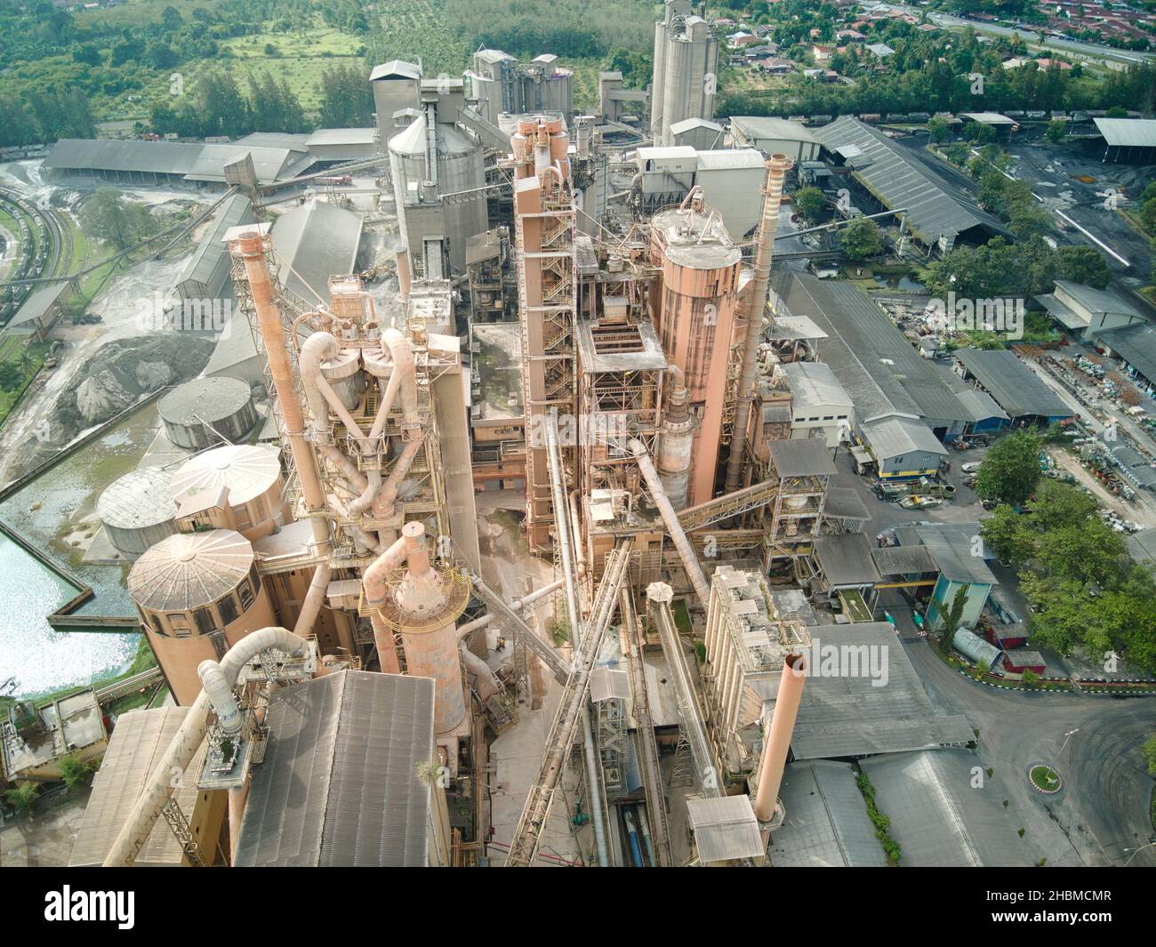 Cement factory - aerial view Stock Photo - Alamy
