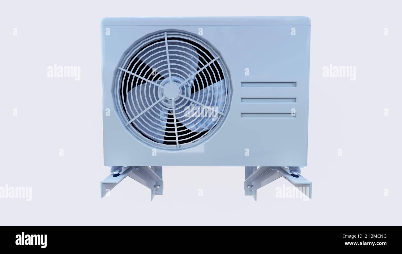 White air conditioner with bracket and wall screws Stock Photo - Alamy