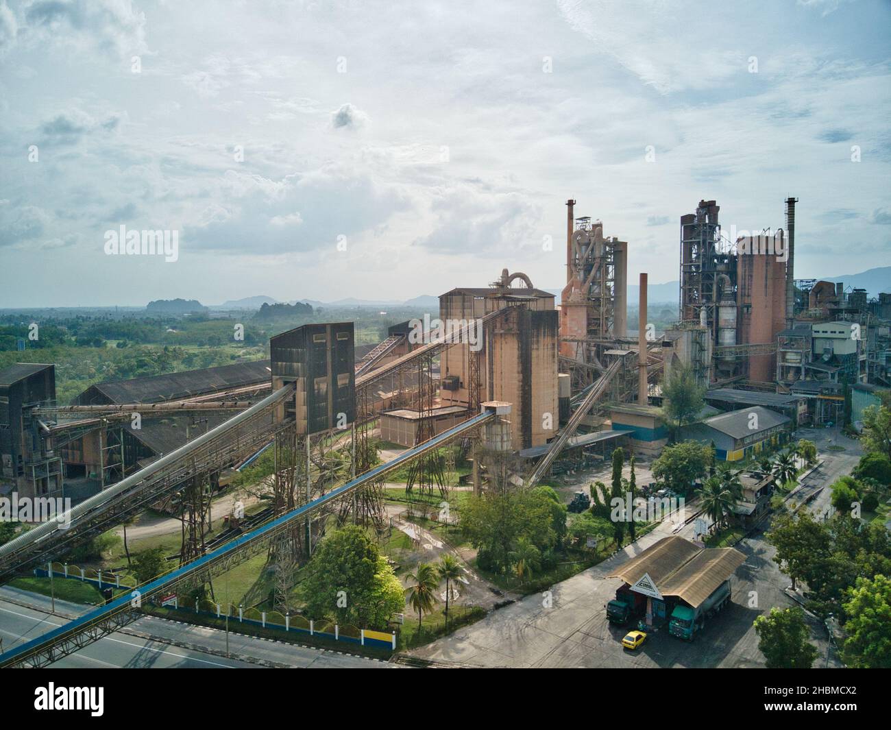 Cement factory - aerial view Stock Photo - Alamy