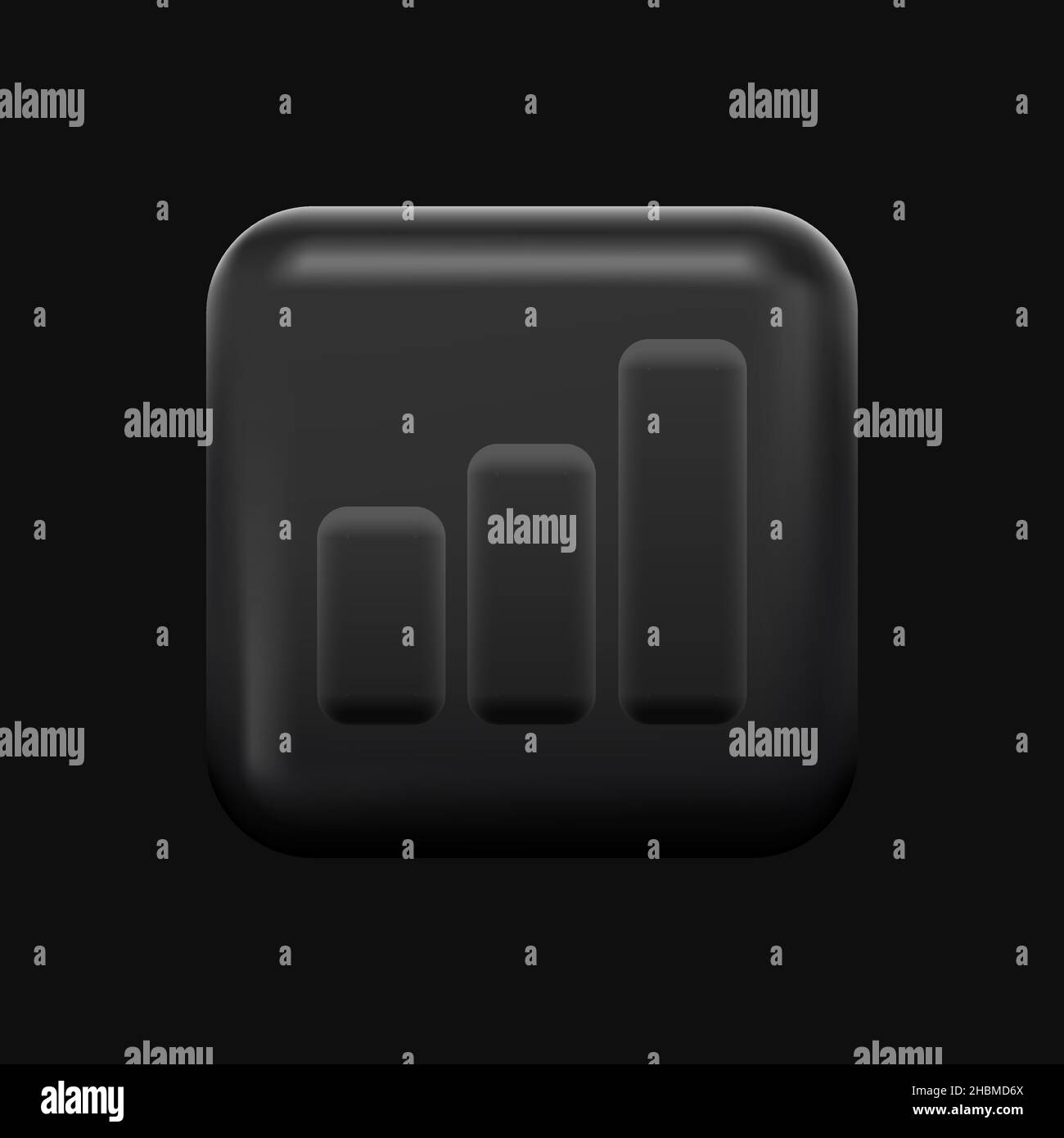 Chart Black 3D Icon. Isolated Graph Button. Vector illustration Stock ...