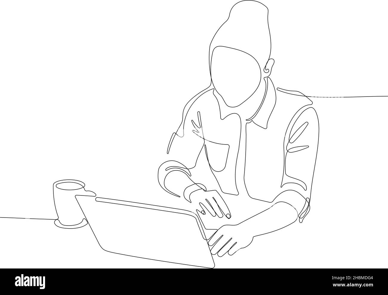 One line drawing young Black and White Stock Photos & Images - Alamy